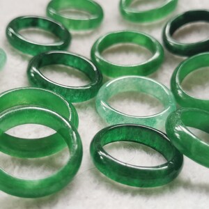 Large Natural Jade Ring Solid Gemstone Band Circle Round Woman or Man ...