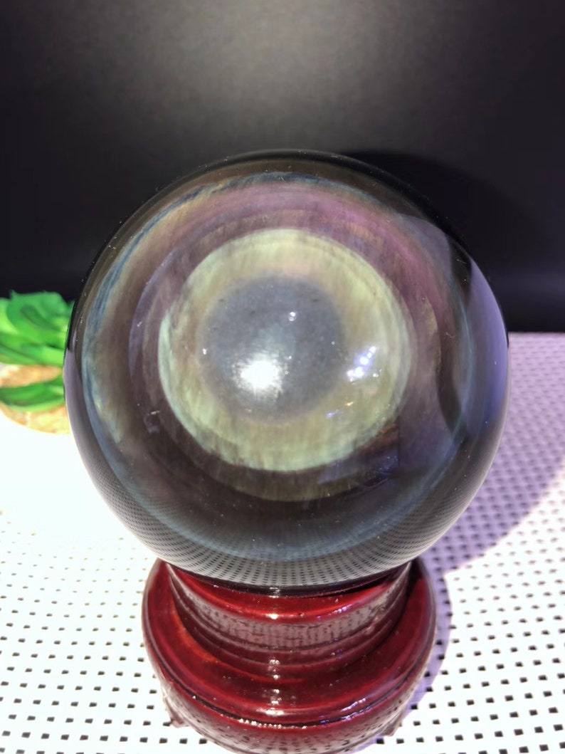 AA Grade 30-100mm(4") Real Stone Sphere Rainbow Obsidian Golden Healing ...