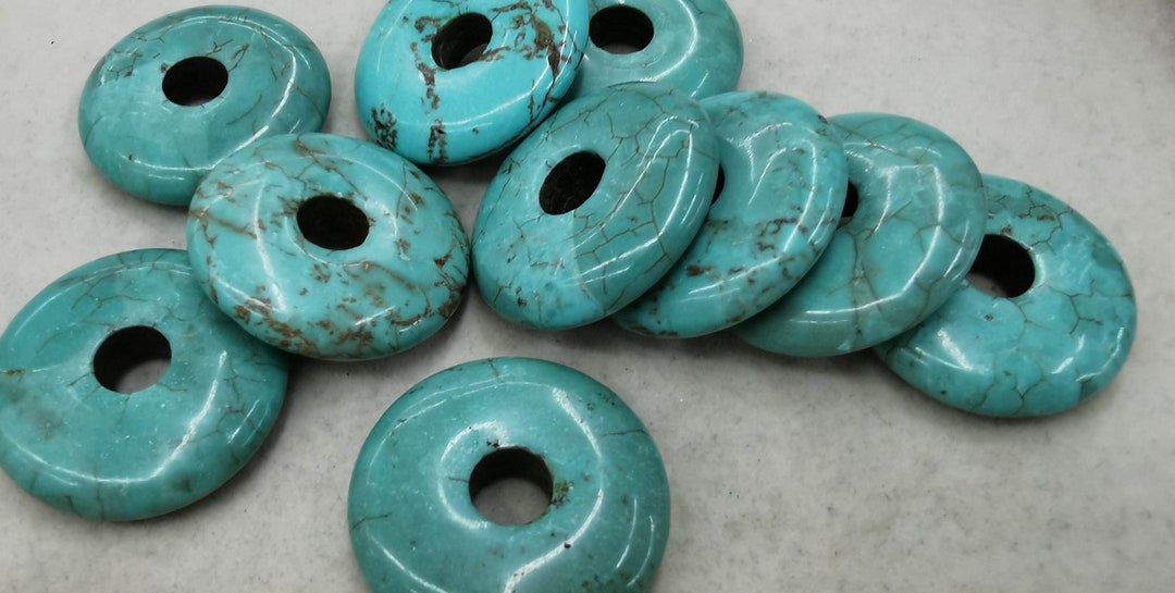 10pcs 15mm to 40mm Matrix Turquoise Stone Pendant Donut Heart - Etsy