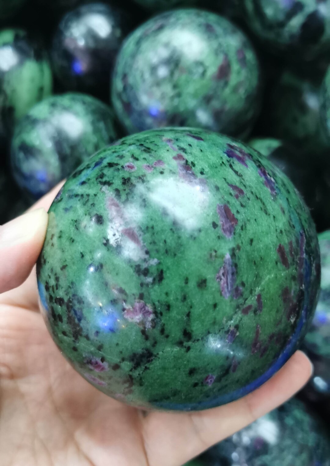 Large 30-100mm 4 Natual Ruby Epidote Stone Round Ball - Etsy UK