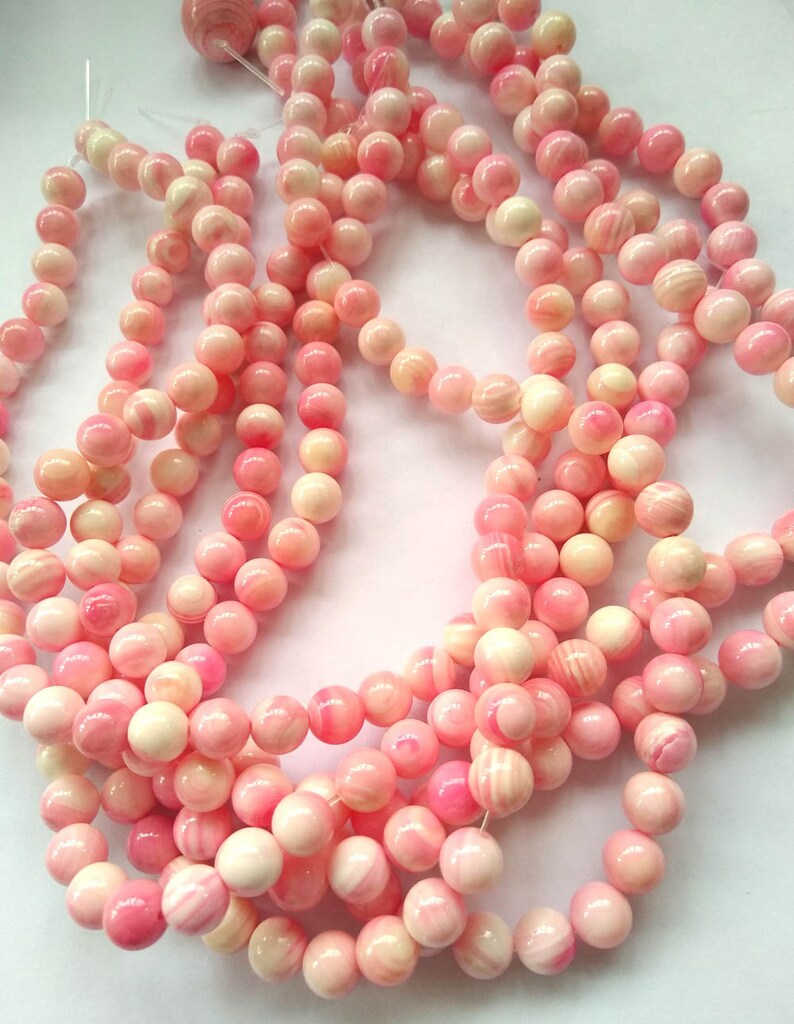 Genuine Pink Conch Jewelry Round Ball Red Shell Beads 6mm 8mm 10mm 12mm ...