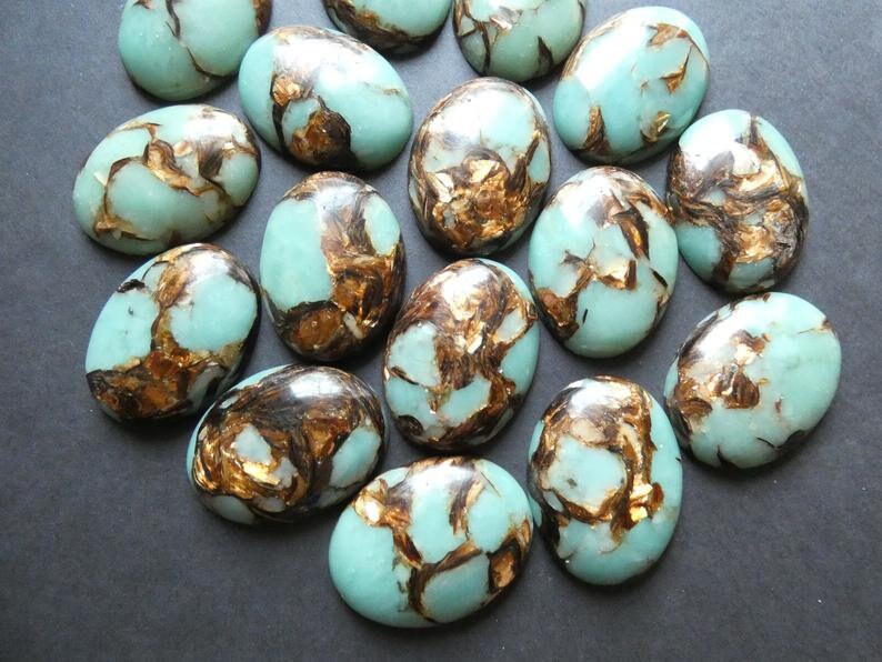 6pcs 40x30mm Gold Copper Stone and Regalite | Etsy