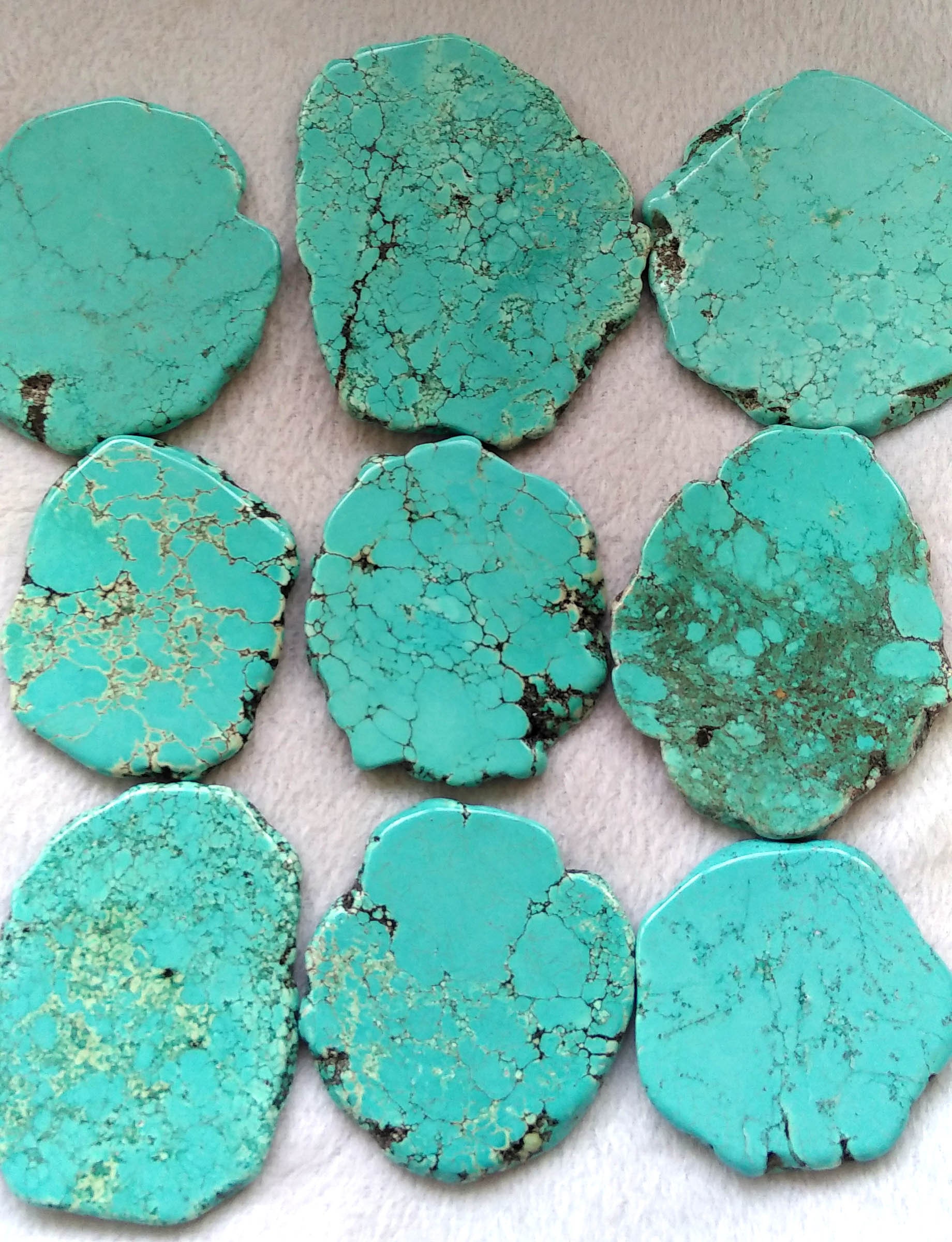 Wholesale-20pcs Turquoise Slab Freeform Marble Cabochon Bead Blue ...