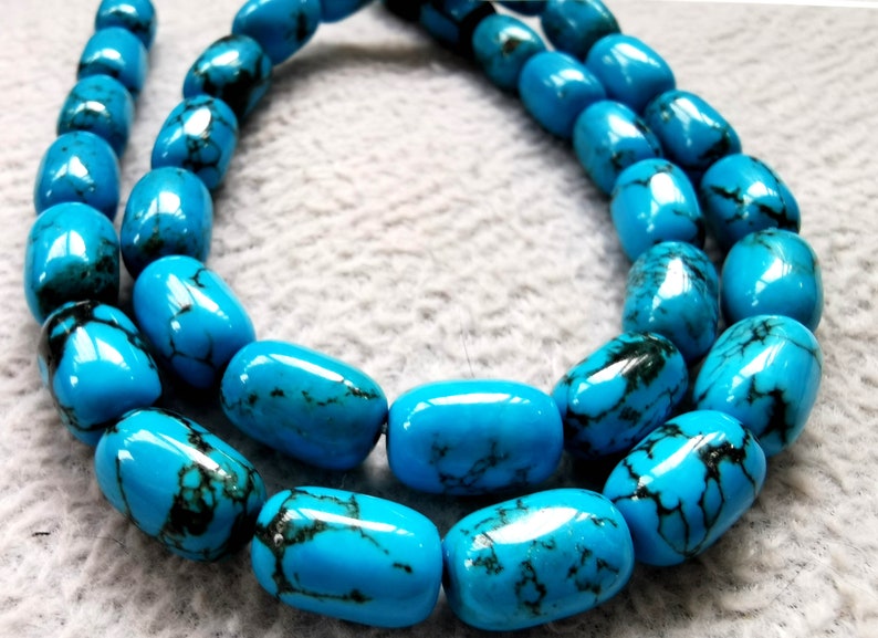 Natura Stone 20mm to 8mm Tibet Marble Turquoise Bead Drum Rice Barrel ...