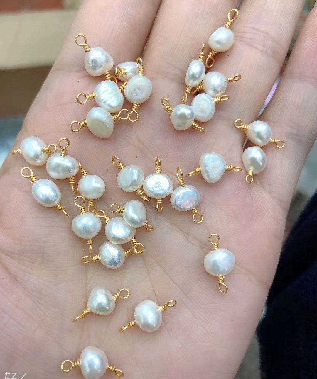 10pcs Natural Pearl Connector,white Baroque Pearl Charm Pendant, 10 ...