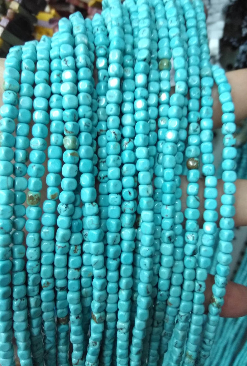 Blue Turquoise Cube Solid Beads 4mm 5mm 6mm 8mm Square Nuggets Bead ...