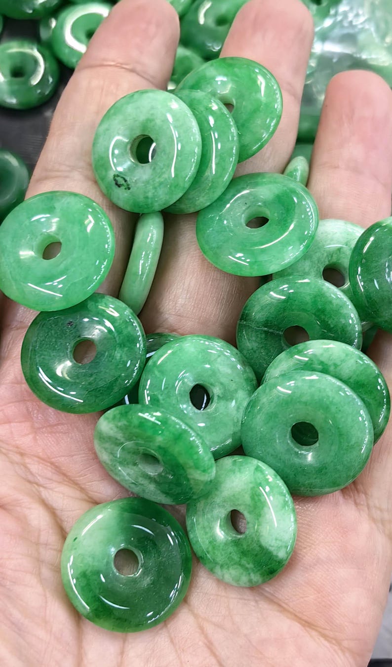 Natural Jadeite Donut Pendants, Emerald Green Gemstone Beads for ...