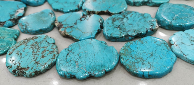 Large 55mm -45mm Matrix Turquoise Stone Freeform Slab Nugget Magnesite ...