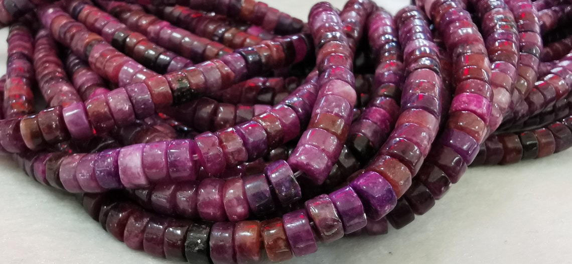 150pcs Natural Purple Stone Spodumene Jewelry Heishi Wheel Slice Beads ...