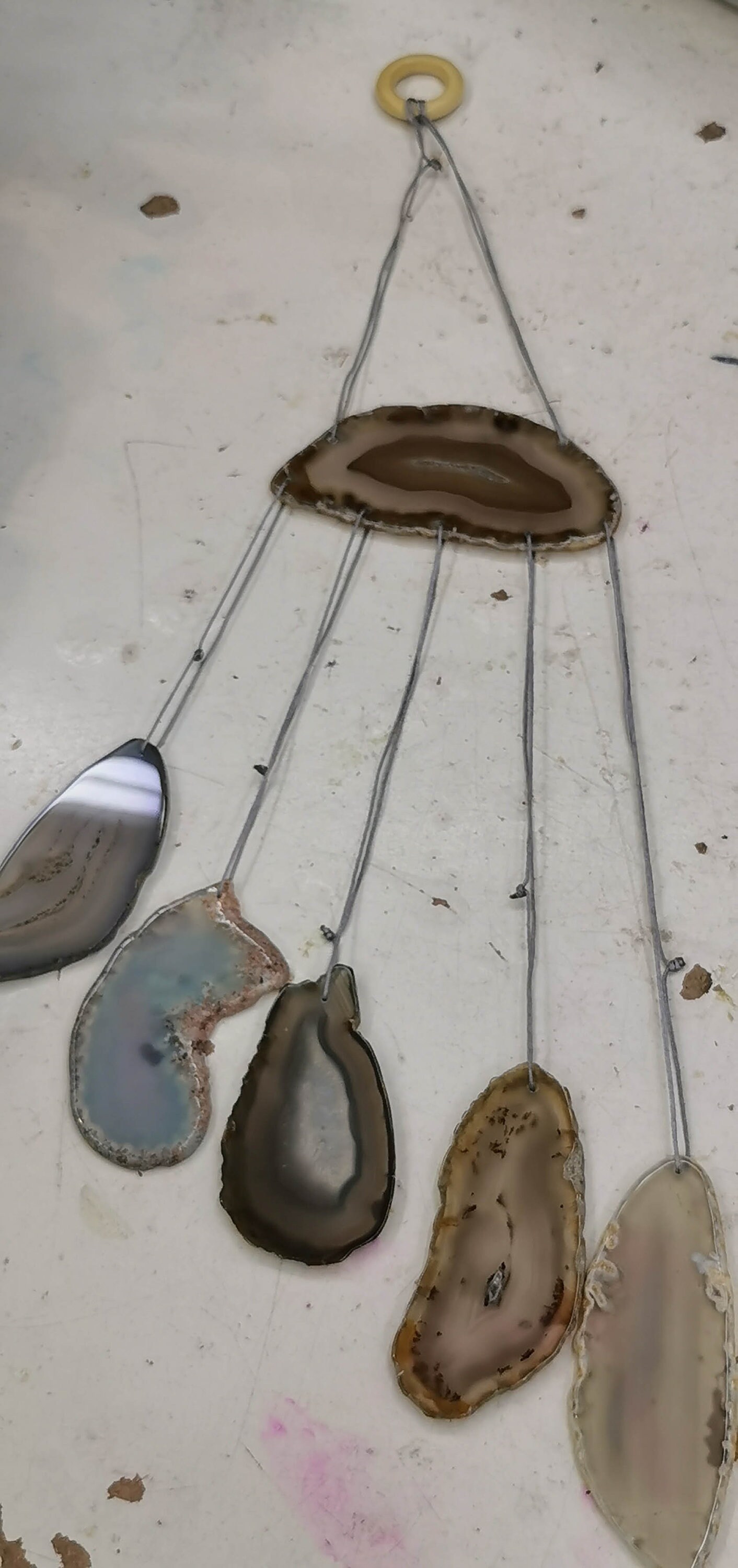 Grey Black Carnerial Agate Windchime Agate Slice Wind Chime Gemstone ...