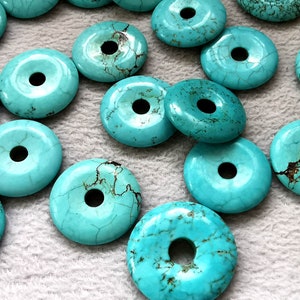 4pcs Turquoise Stone Donut Choker Necklace Pendant, Donut Circle ...