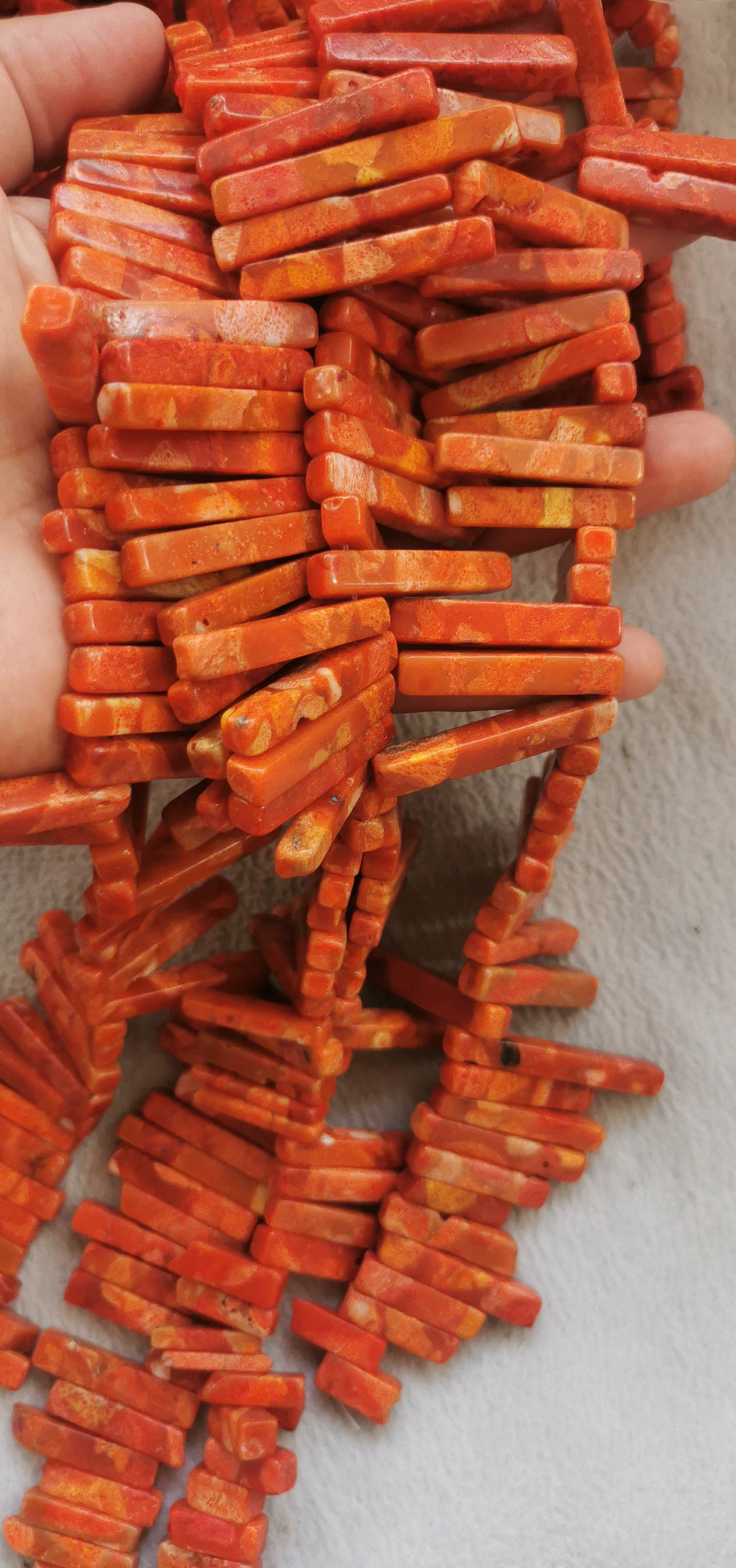 Long 80pcs Raw Oranger Red Coral Jewelry Natural Sponge Coral Beads ...