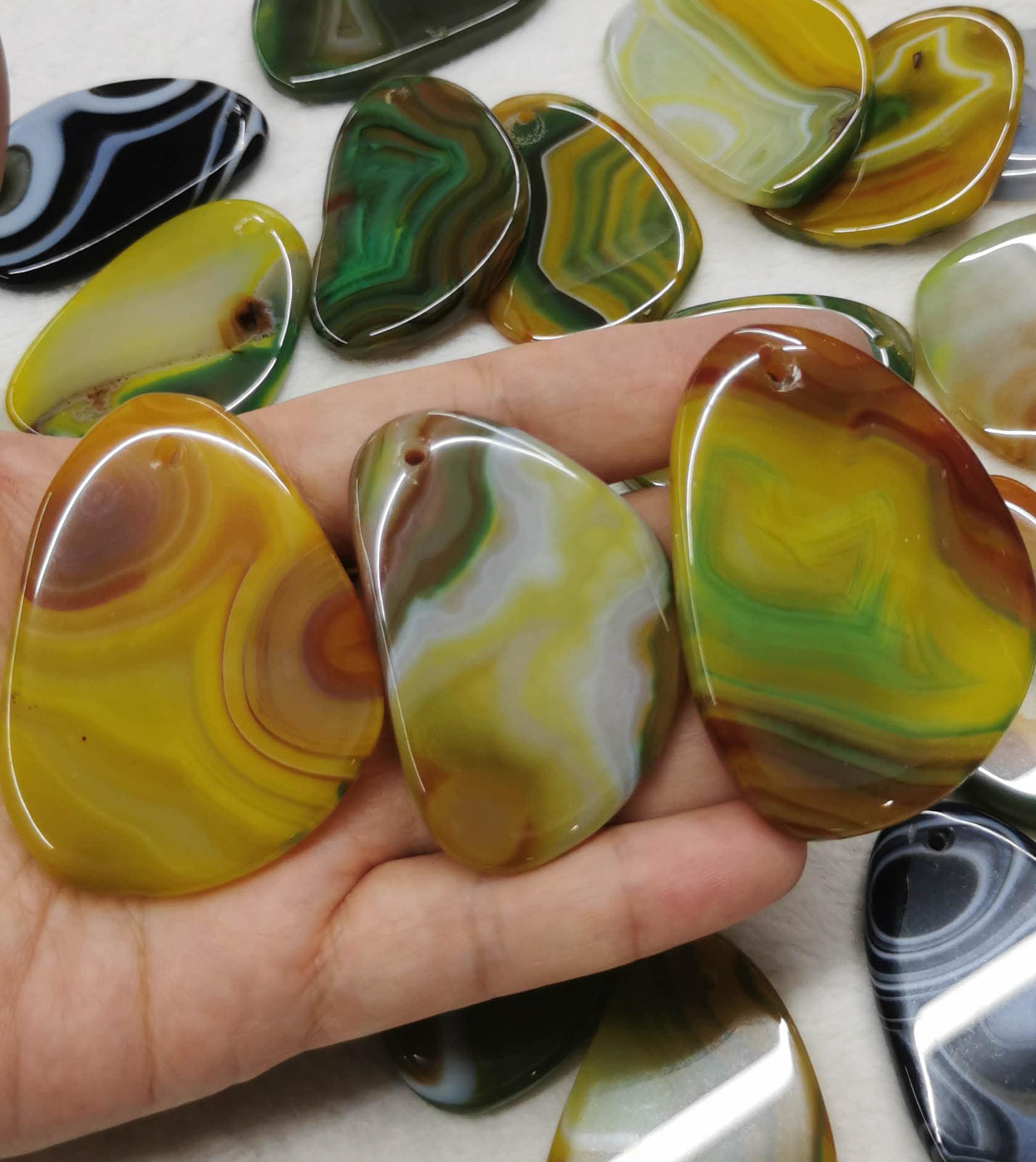 Rare Large 60x40mm Slice Agate Gemstone Veins Triangle Drop - Etsy