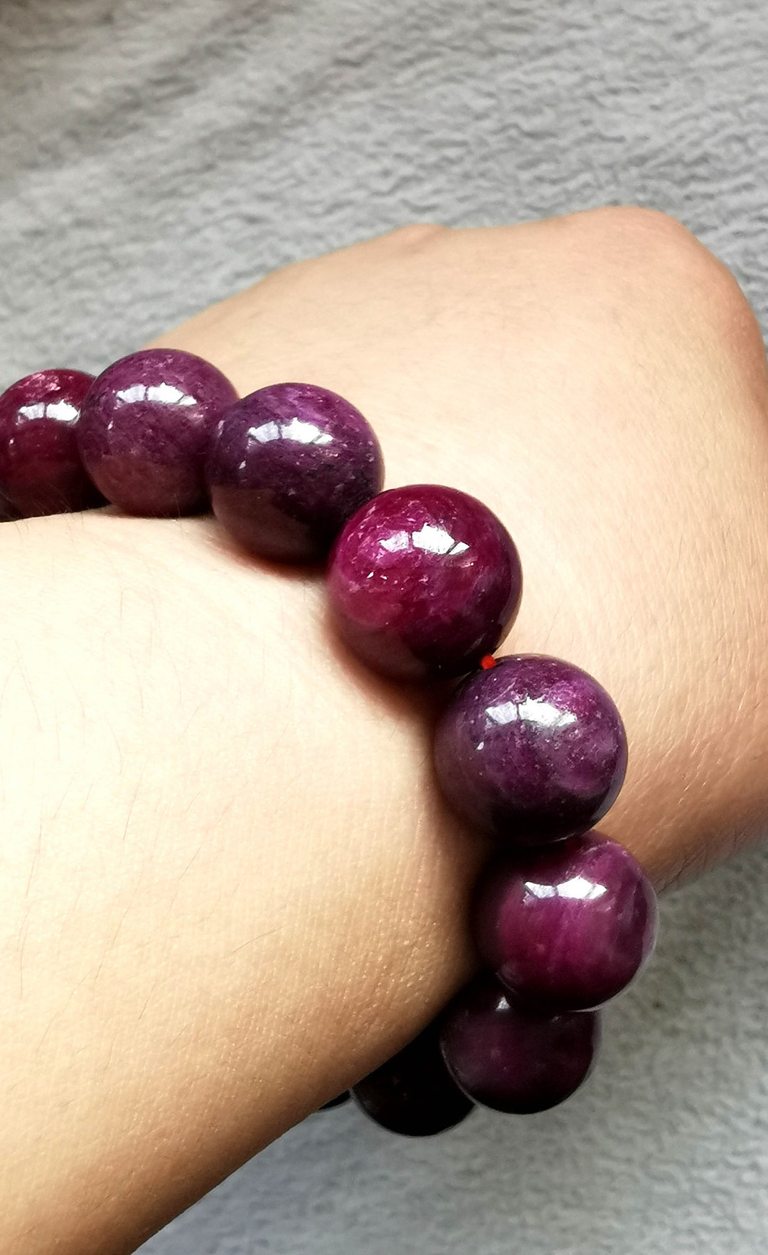 Natural Ruby Bracelet, Genuine Ruby Bracelet, Round Ruby-epidote July ...