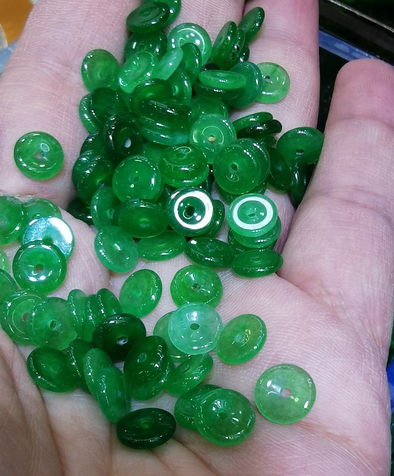 Natural Jadeite Donut Pendants, Emerald Green Gemstone Beads for ...