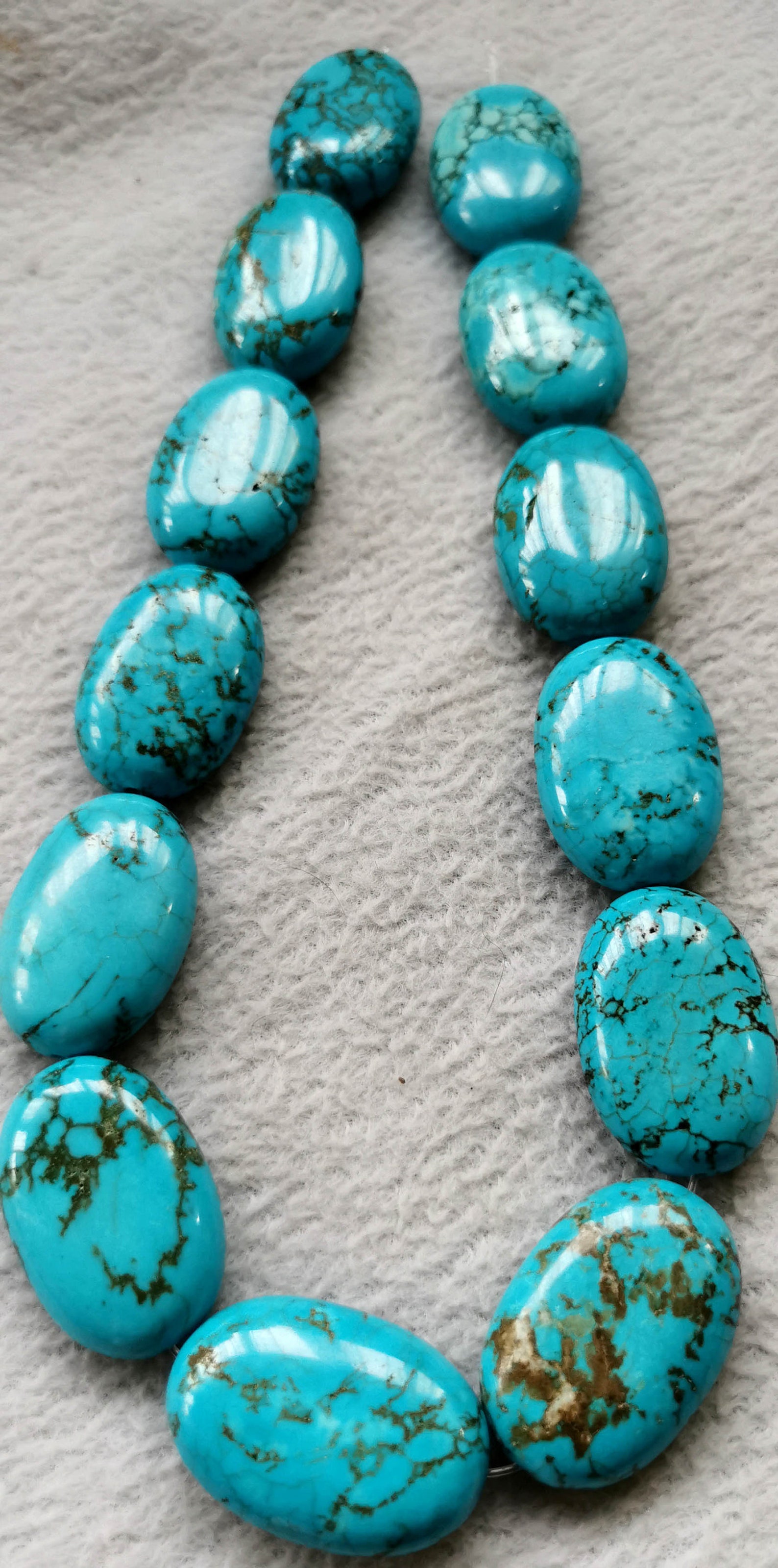 20x30mm Turquoise Stone Puffed Oval Beads Dark Blue Turquoise | Etsy