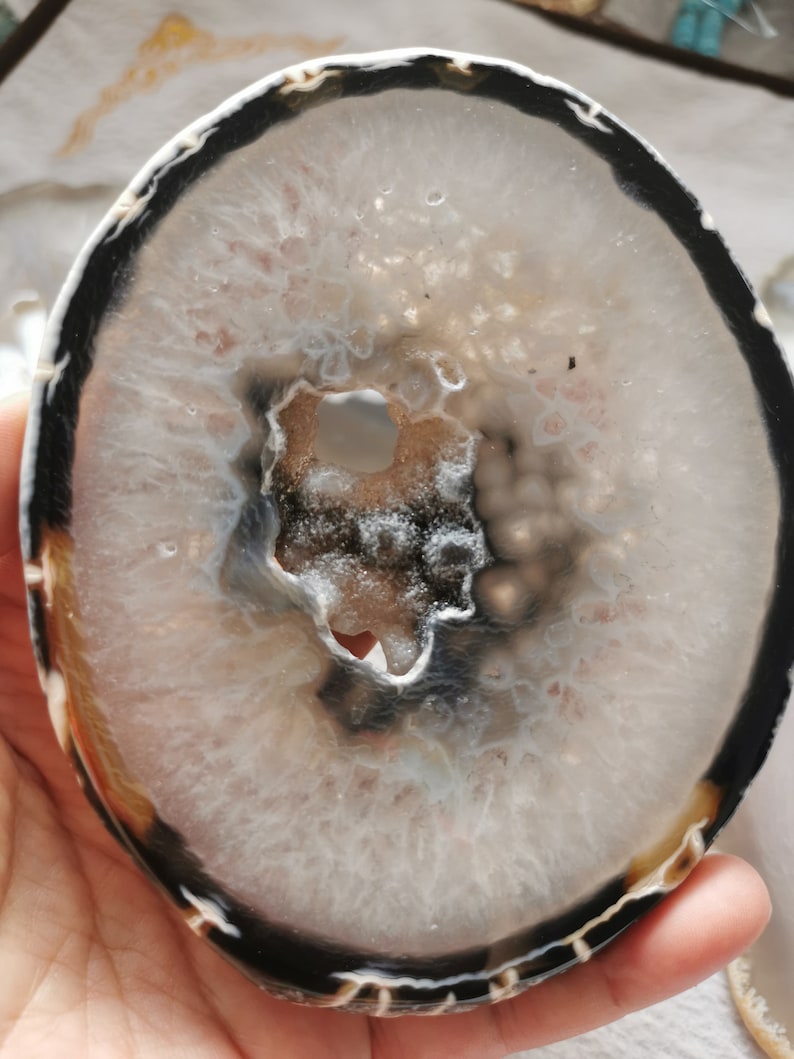 4PCS Natual Rock Agate Slices Coloured Geode Polished Slabs Brazil ...