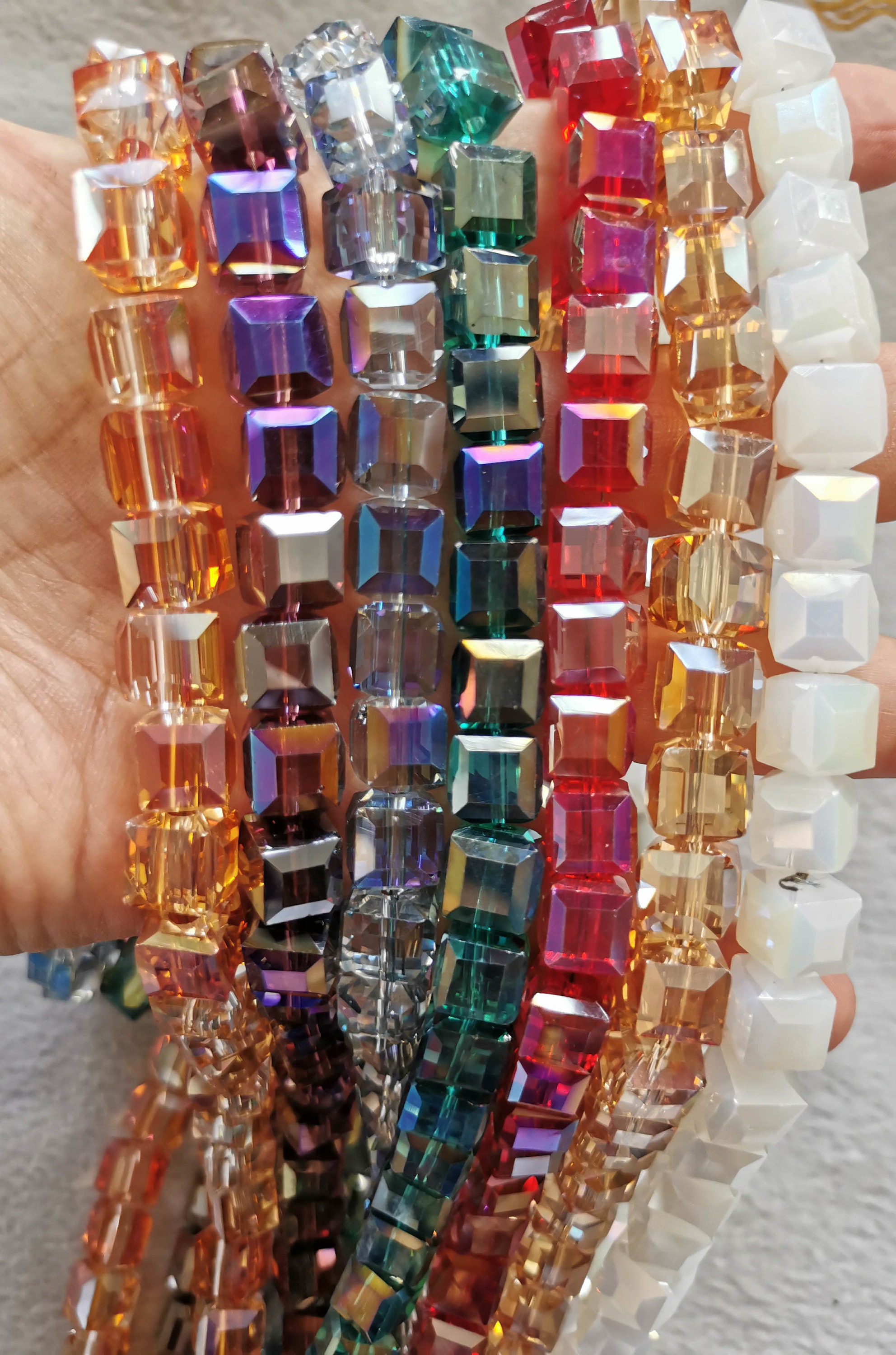 50pcs AB Mystic Crystal Cube Beads 6mm 8mm 10mm Square 3d Faceted ...