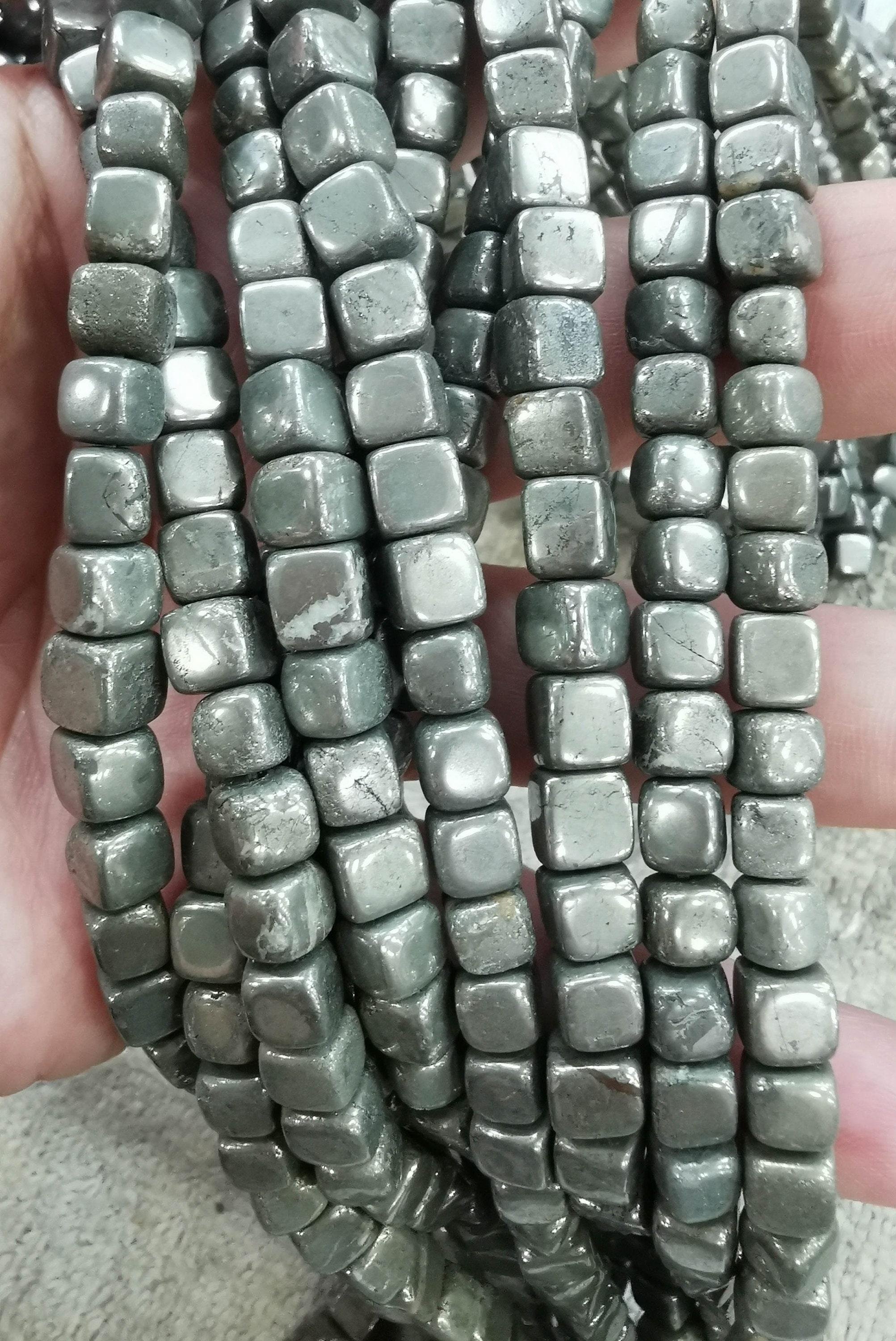 4mm 6mm 8mm 10mm Genuine PYRITE Stone Smooth Brick Cubic Square Box ...