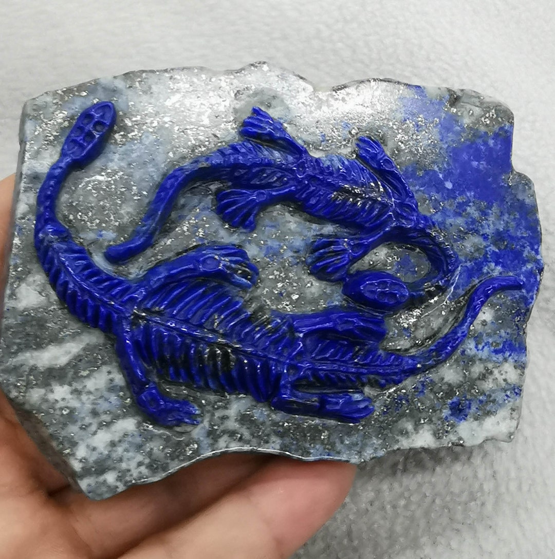Young Pterodactyl in Matrix - Dincosur Fossil Lapis Lazulie Limestone ...