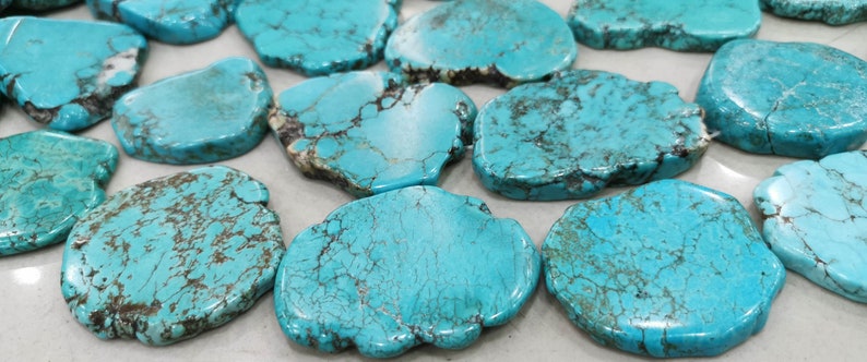 Large 55mm -45mm Matrix Turquoise Stone Freeform Slab Nugget Magnesite ...