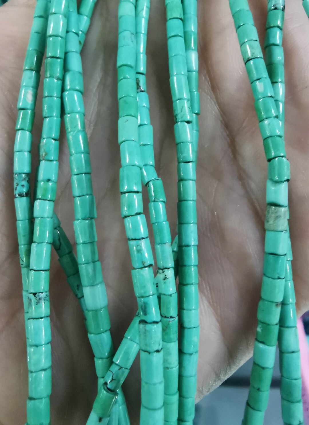 80pcs Tibetant Turquoise Bar Shape Bead 4-6mm 16 Inch Strand for ...