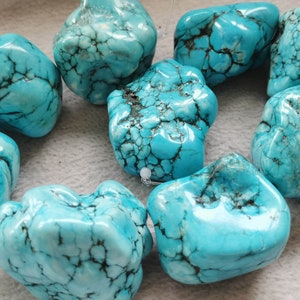 Large Raw Turquoise Stone Freeform Nuggets, Drilled Turquoise, Natural ...