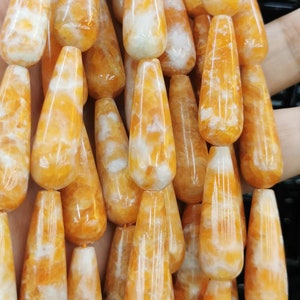 30mm Natural Selenite Jewelry Oranger Yellow Selenite Teardrop - Etsy