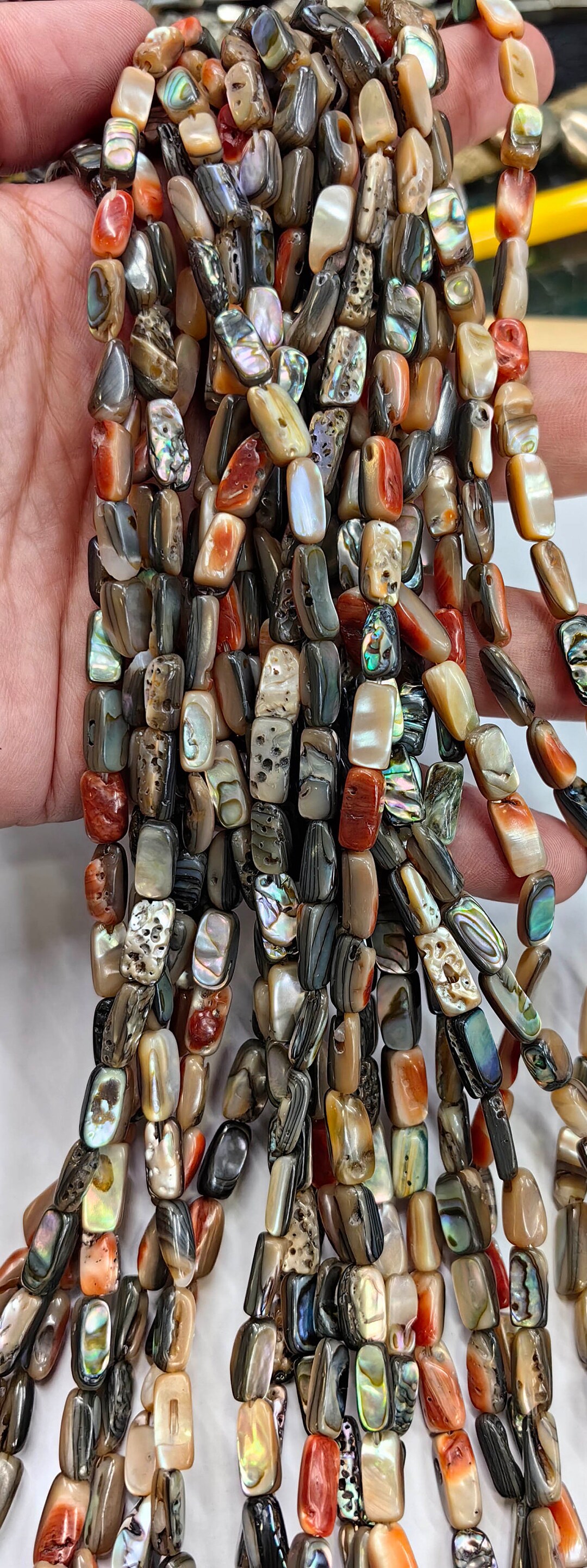 Oranger Purple Paua Abalone Shell, Bar Freeform Bamboo Abalone Beads 8 ...