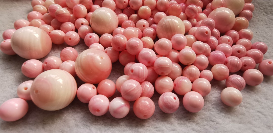 12PCS Genuine Pink Queen Conch Shell 16mm to 6mm Pearls Round Ball ...