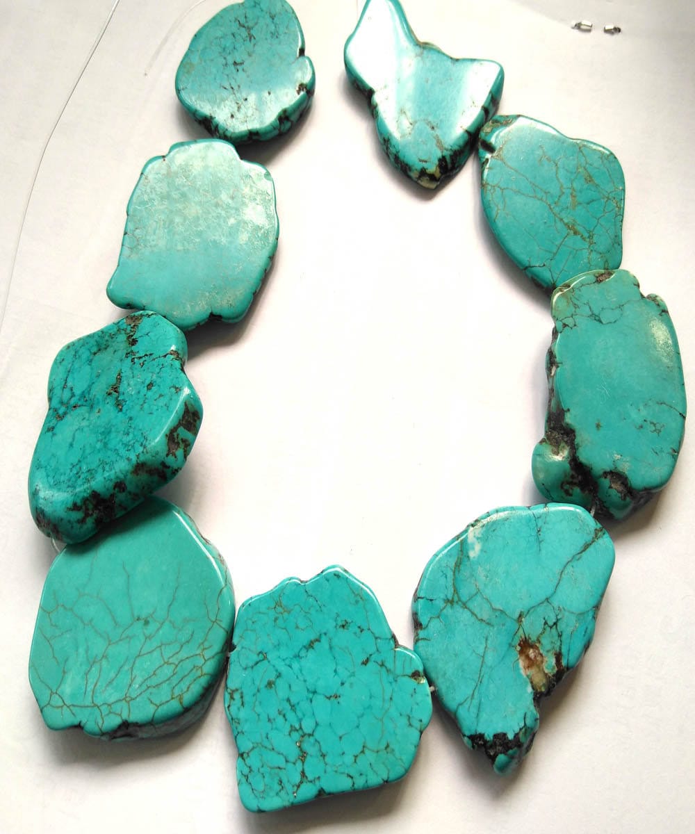 Drilled--20 to 55mm Turquoise Stone Freeform Slab Nugget Magnesite ...