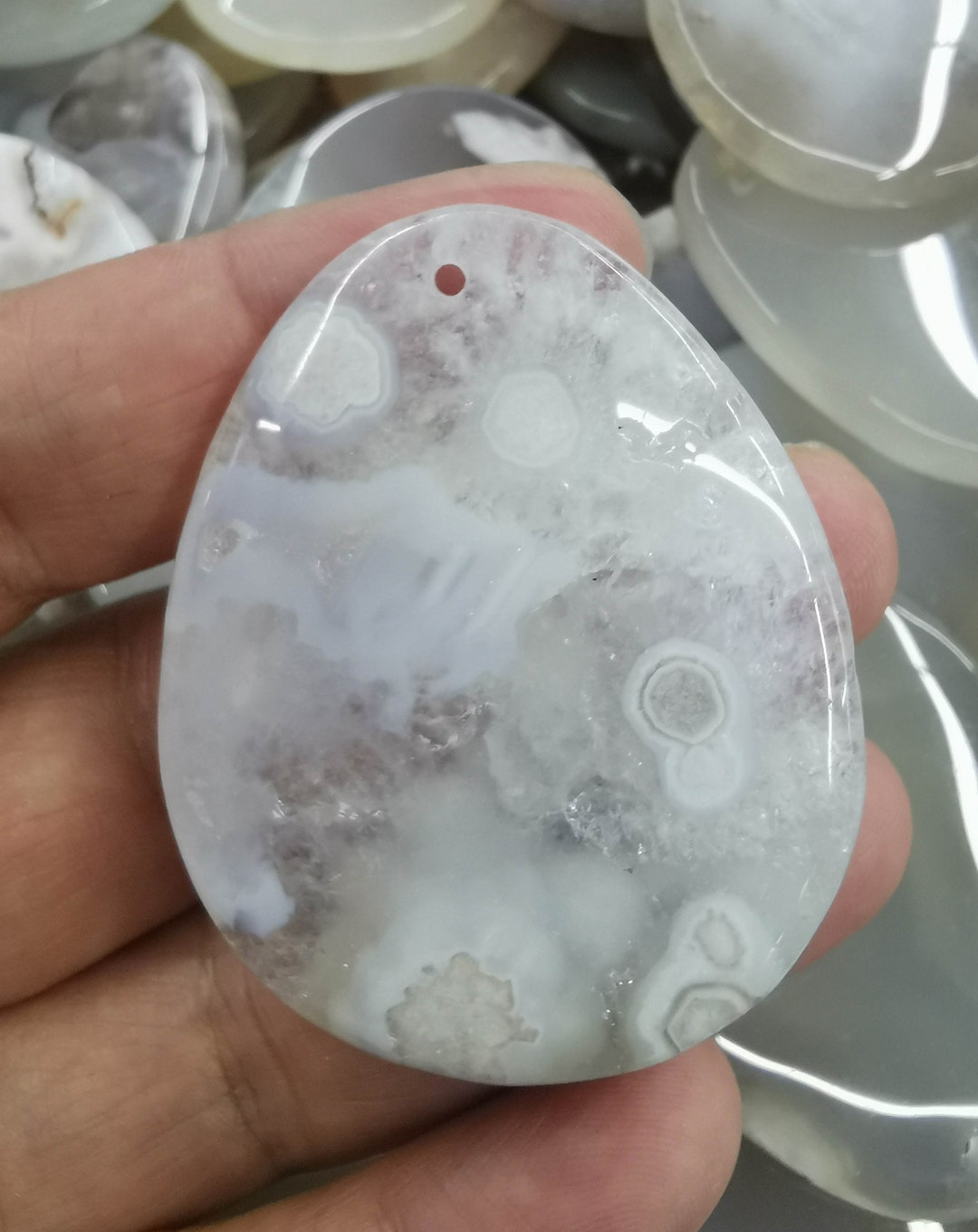 Rare Genuine White Agate Fossil Stone Slab Cabochons Ocean Agate ...