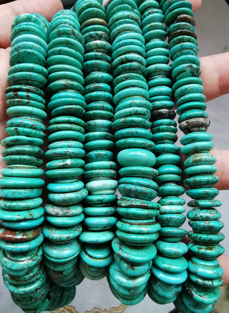20%off12-16mm Marble Matrix Green Turquoise Heishi Wheel - Etsy