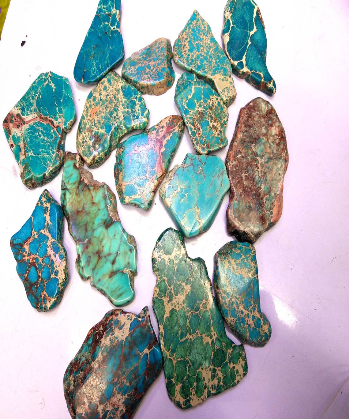 16inch Snake Skin Jasper Graduated Freeform Slab Slice Beads Approx 25 ...