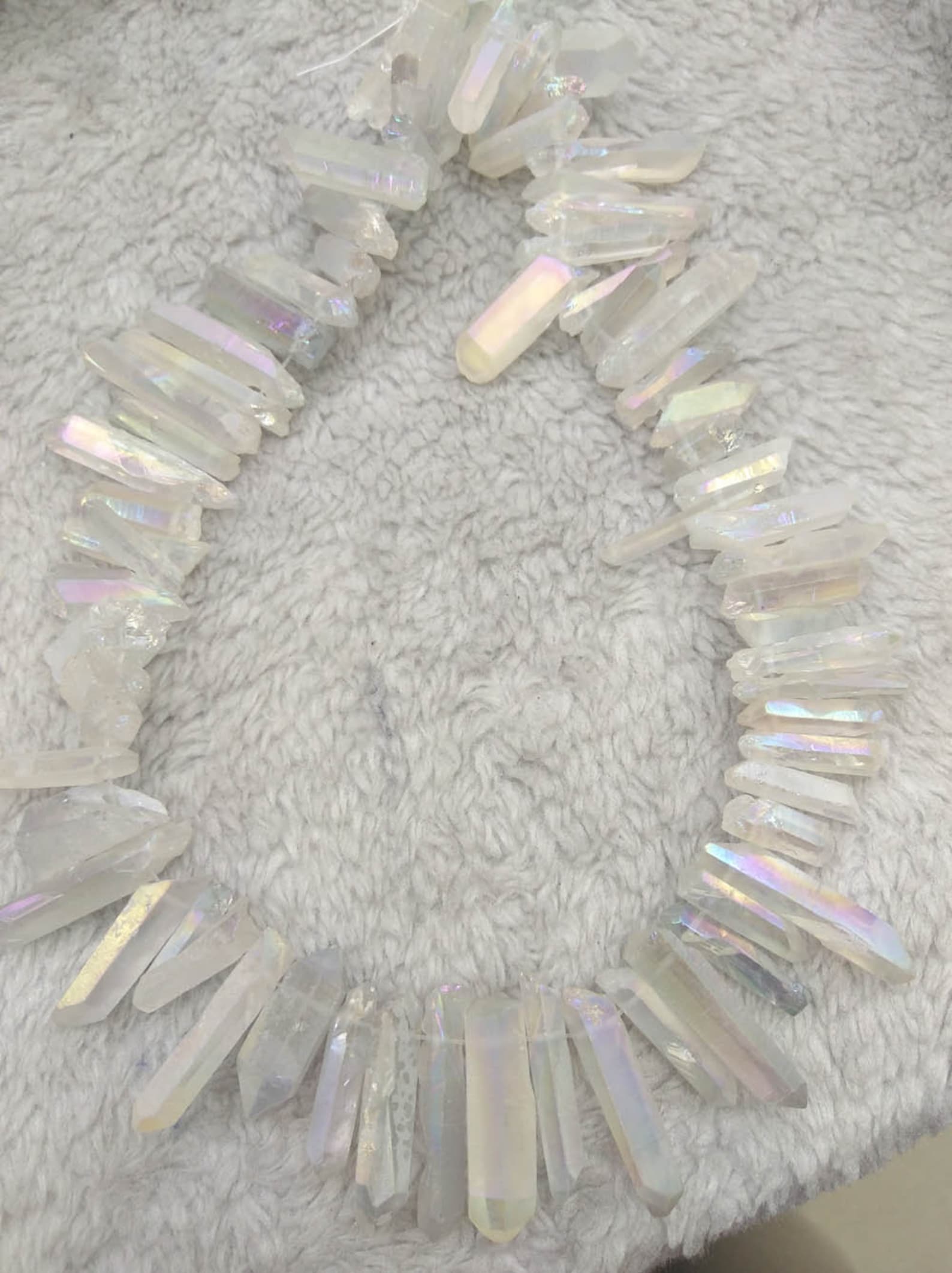 Blue Aura Crystal Natural Crystal Point Beads Clear Transparent Stick ...
