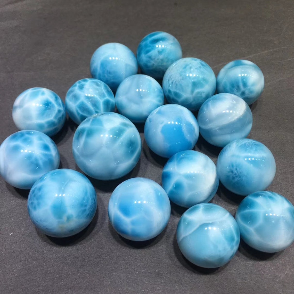 16mm to 30mm Genuine Larimar Cabs Round Dolphin Color Stone, AAA ...