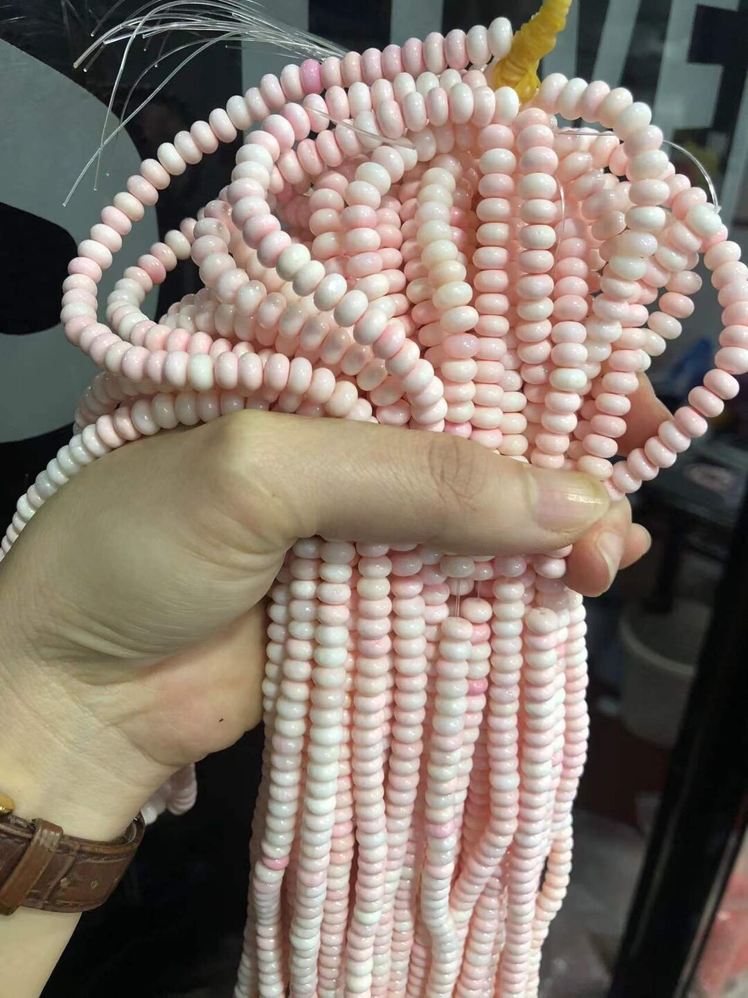 16inch-- Genuine Pink Queen Conch Shell Beads Rondelle Heishi Disc ...