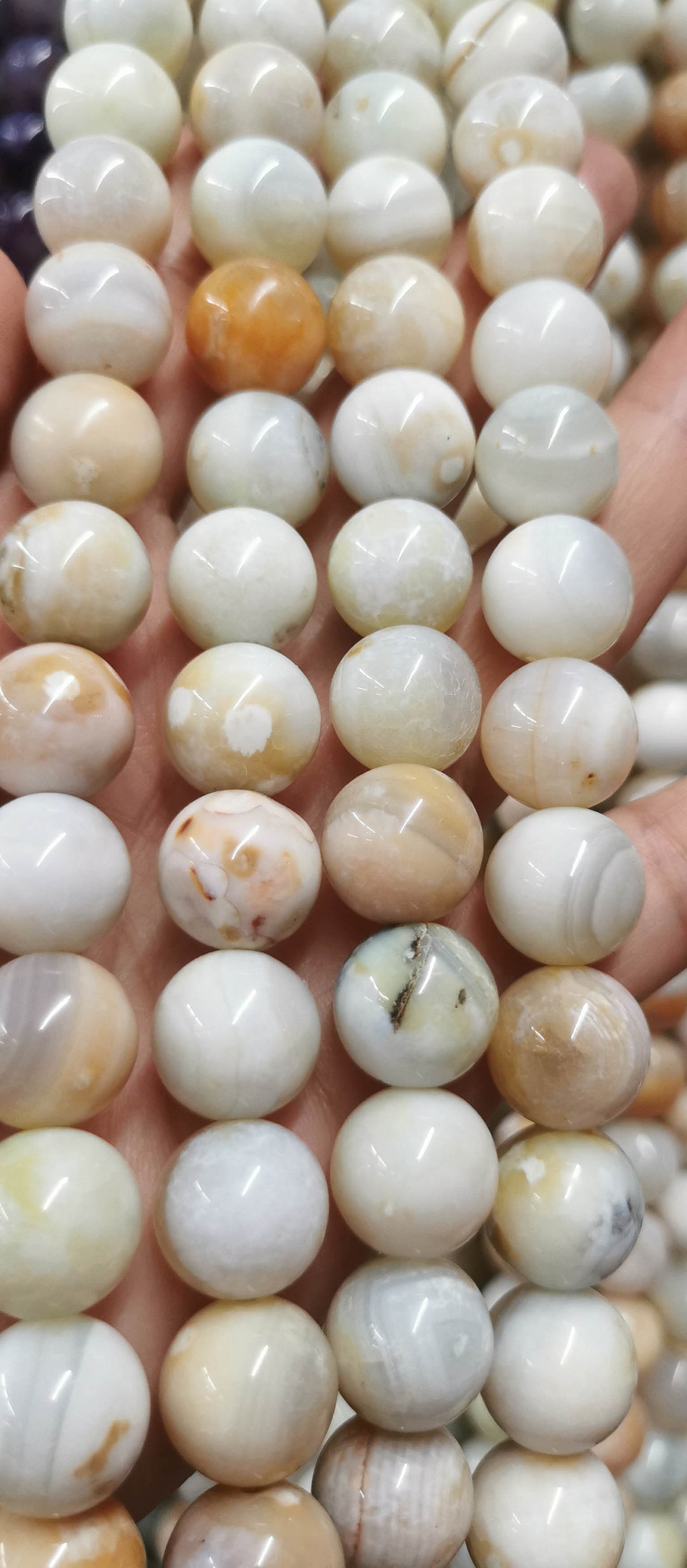 Not Dyed Natural Onyx Agate Botswana Agate Origial Color Cream White ...