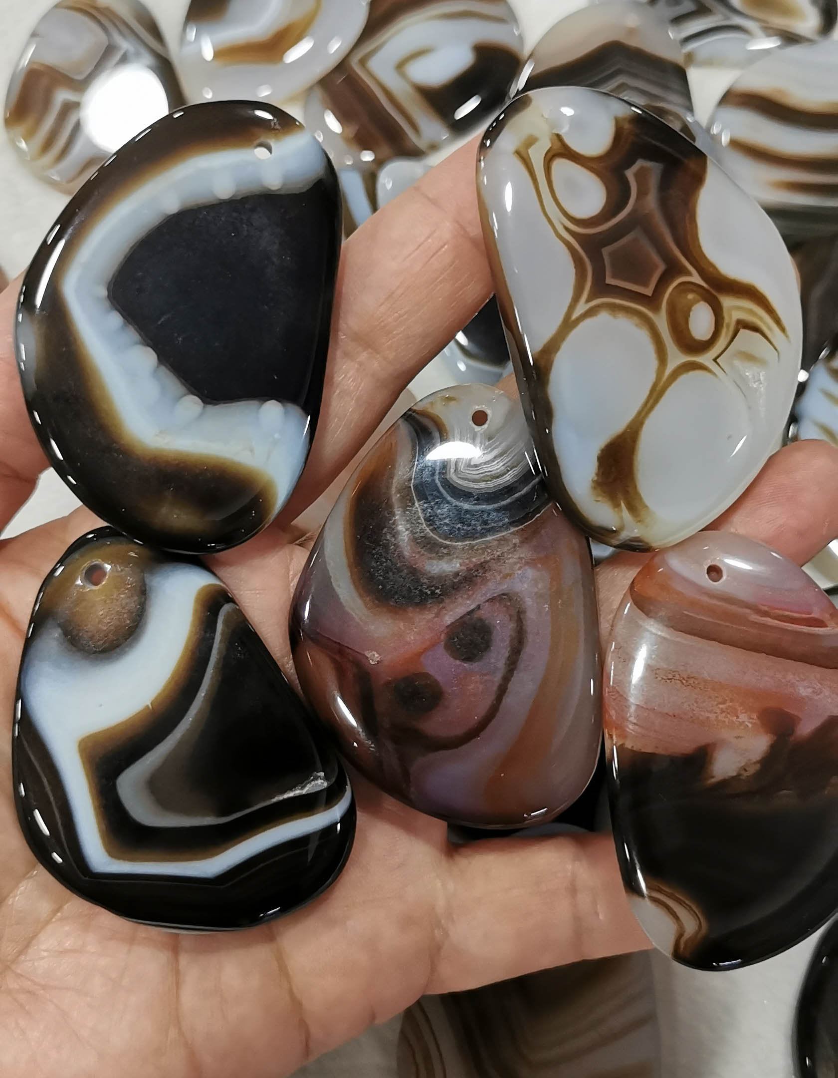 Rare Large 60x40mm Slice Agate Gemstone Veins Triangle Drop - Etsy