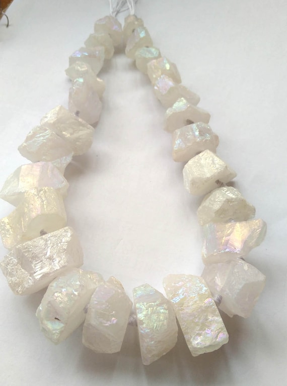 Large Matte White Quartz Coated Silver Aqua Blue Green - Etsy