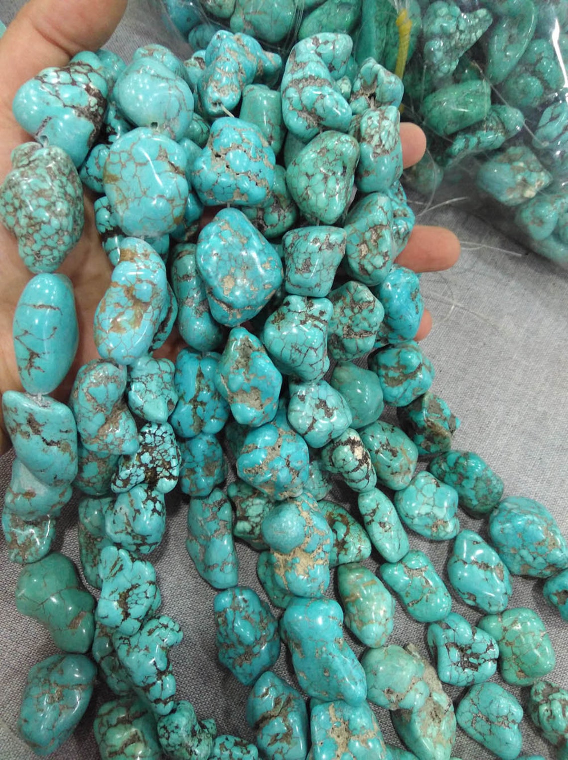 Stone Turquoise Beads, 25mm to 4mm Rough Nugget Chip Freeform Gemstone ...