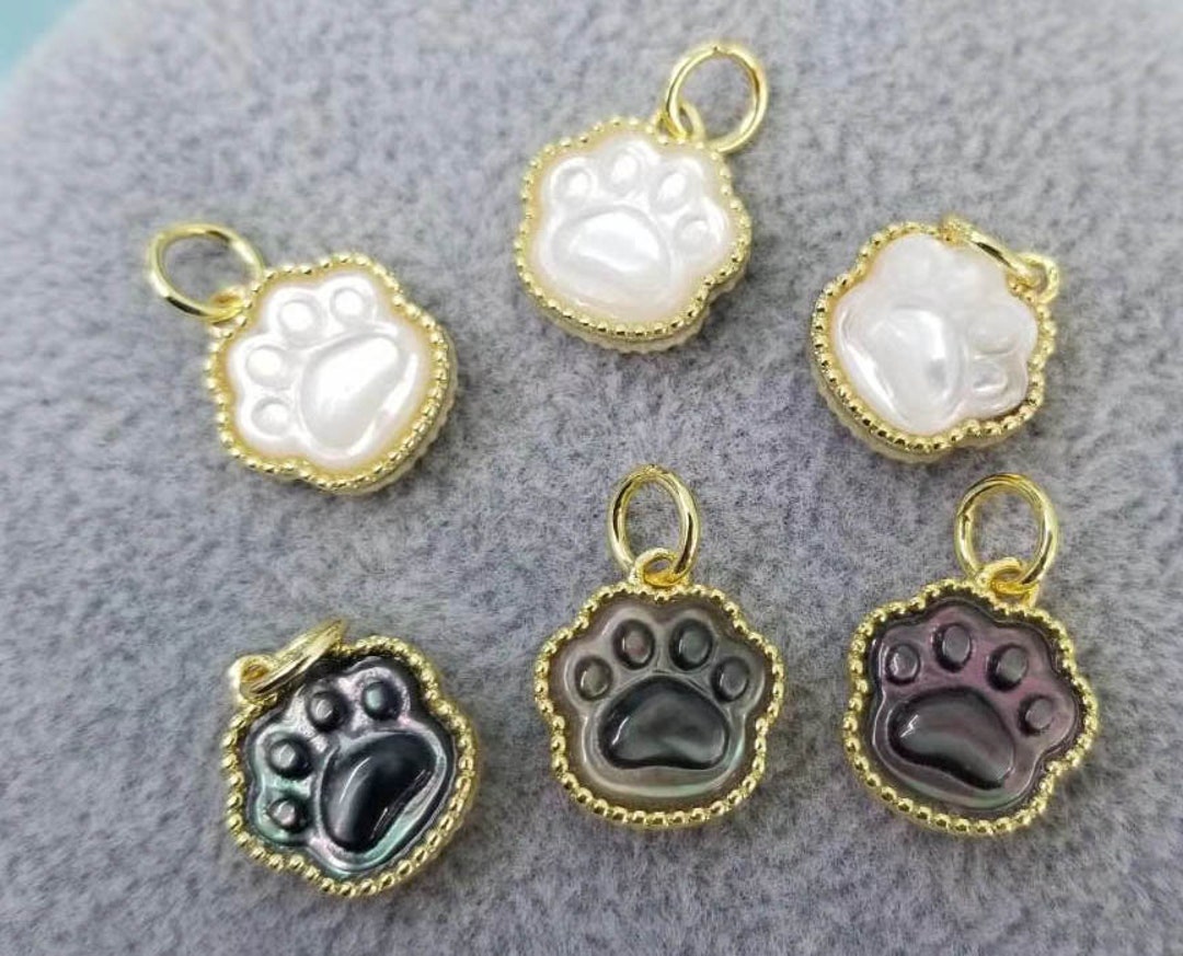 22K Gold Plated Set Pendant mother of Pearl Bear Paw Pendant,natural ...