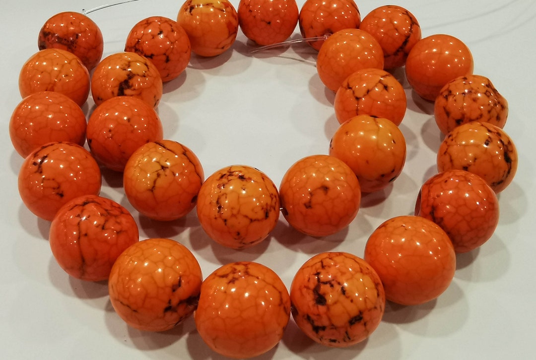 4mm to 14mm Orange Blue Matrix Turquoise Gemstone Round Disco 16inch ...