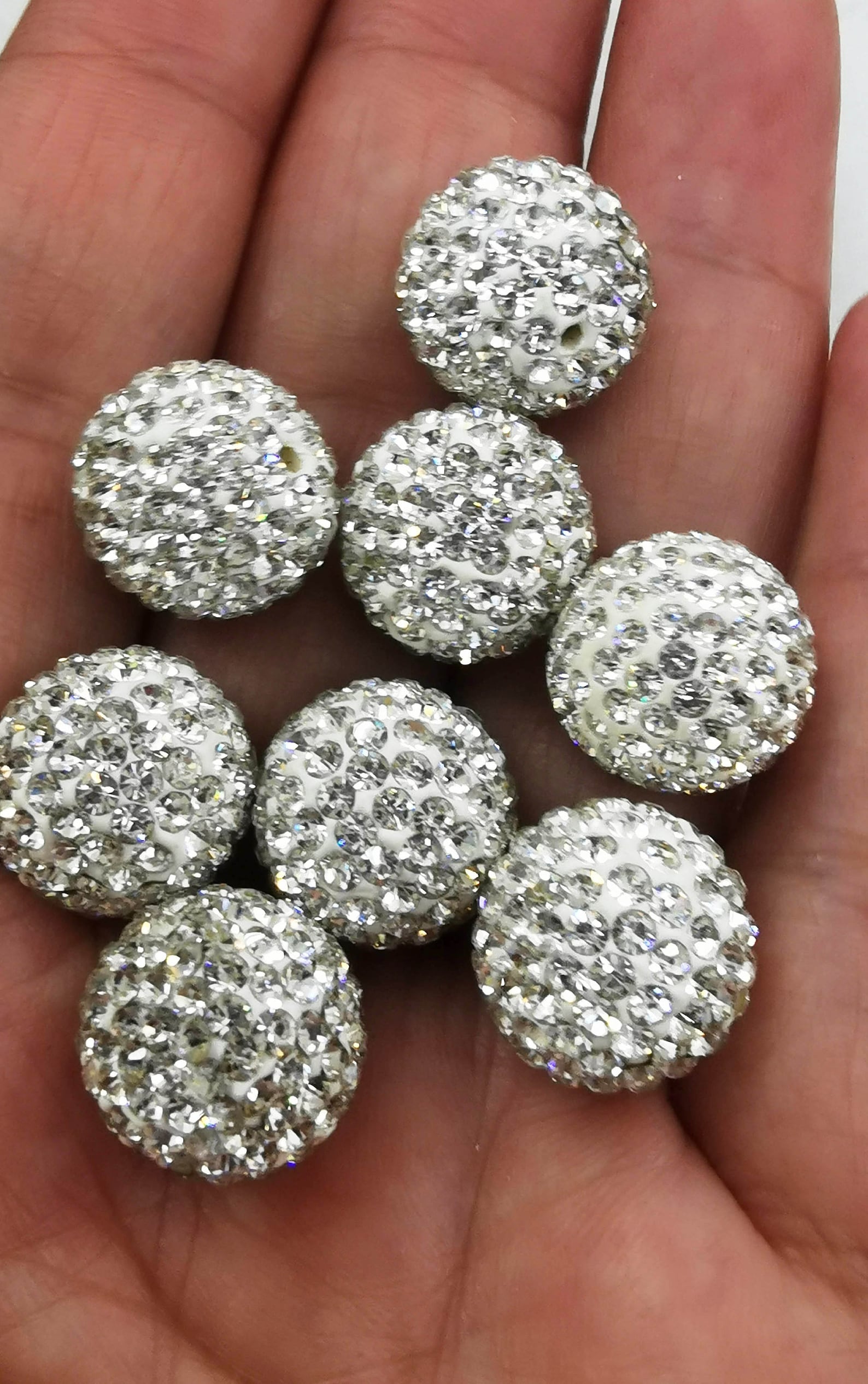 AAA Grade 50PCS White AB Beads,clear Cystal Clay Pave Rhinestone Beads ...