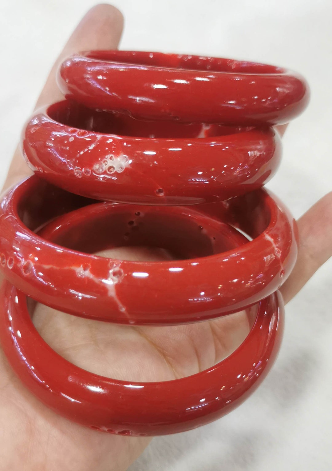 AAA Red Coral Bangle,band 54-64mm,coral Bangles ,handmade Jewelry ...