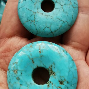 4pcs Turquoise Stone Donut Choker Necklace Pendant, Donut Circle ...