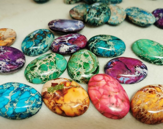 20x30mm Turquoise Stone Puffed Oval Beads Dark Blue Turquoise | Etsy