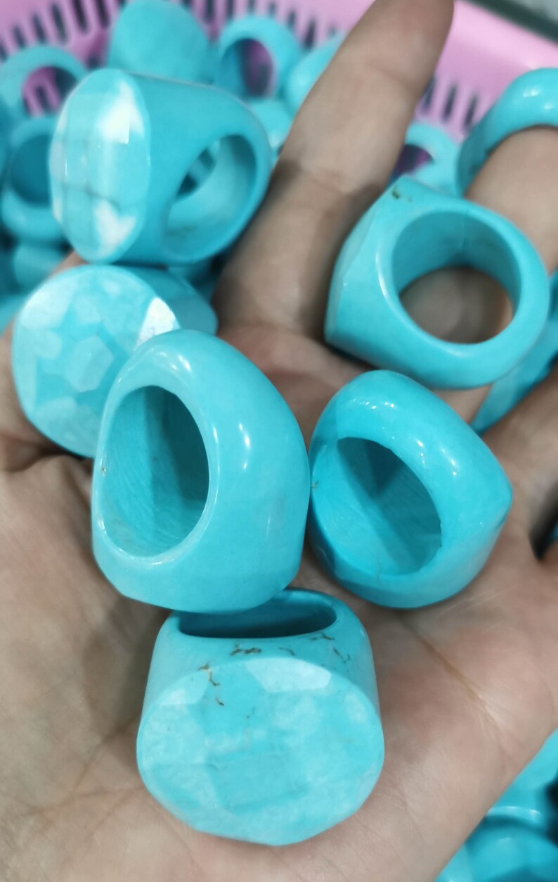 Handmade Turquoise Stone Ring Chunky Stone Ring Stone Band - Etsy