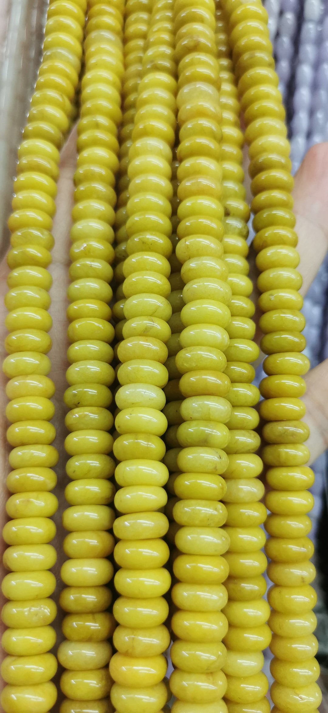 Lemon Yellow Candy Jade Rondelle Jade, Yellow Beads 8 10 12mm 16" Full ...