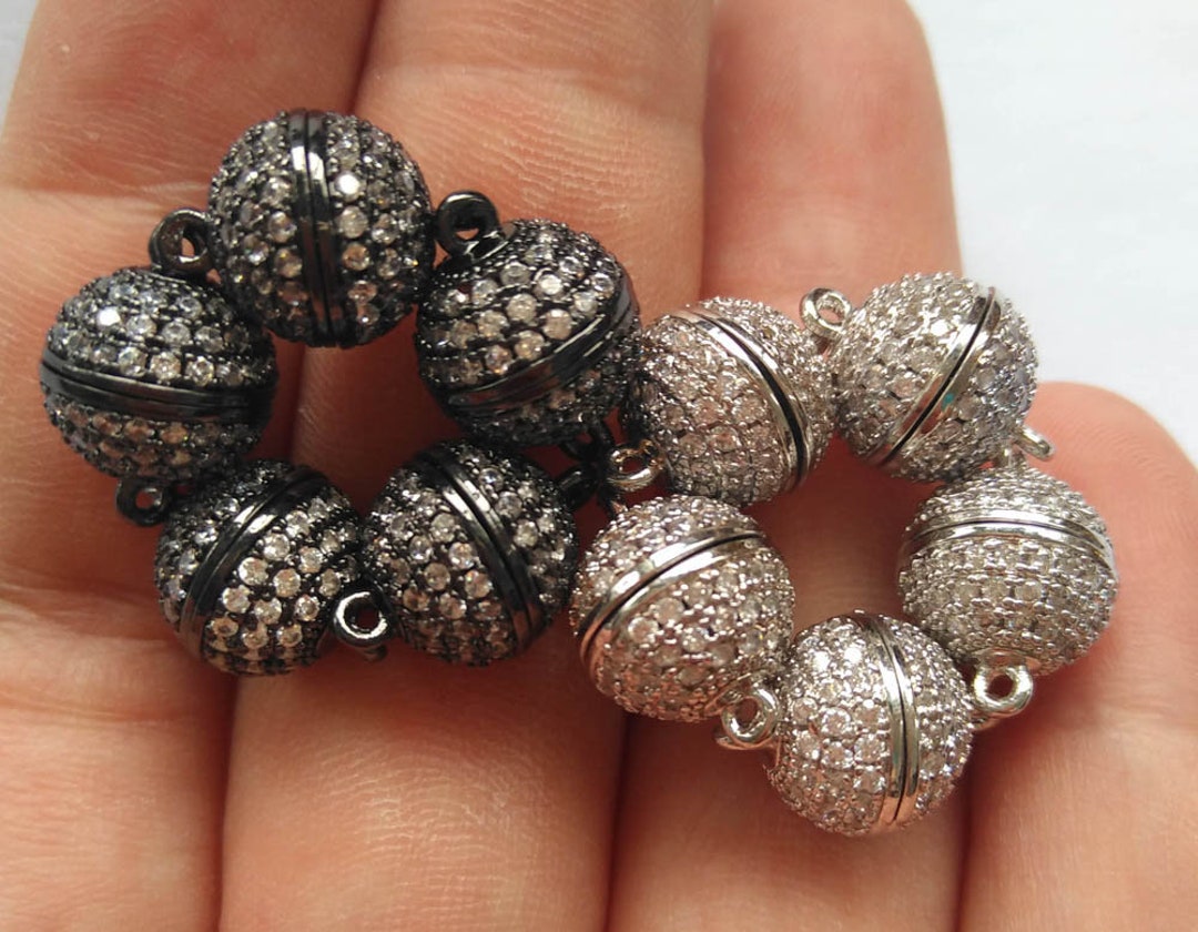 SALE 10pcs Round Ball Magnetic Clasp for Bracelet Necklace ,CZ Micro ...